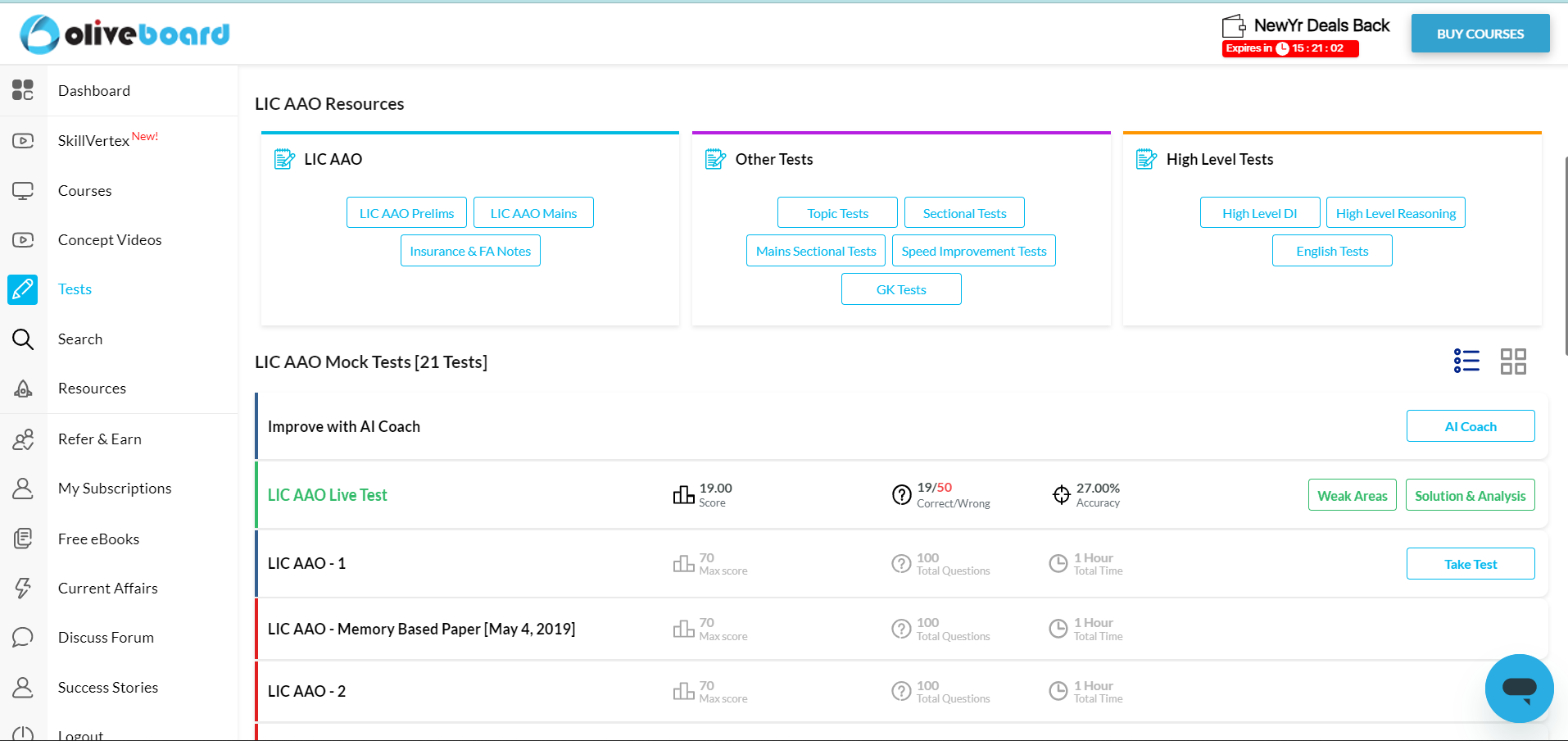 How to Analyse My Live Test Performance? – Oliveboard Help Center